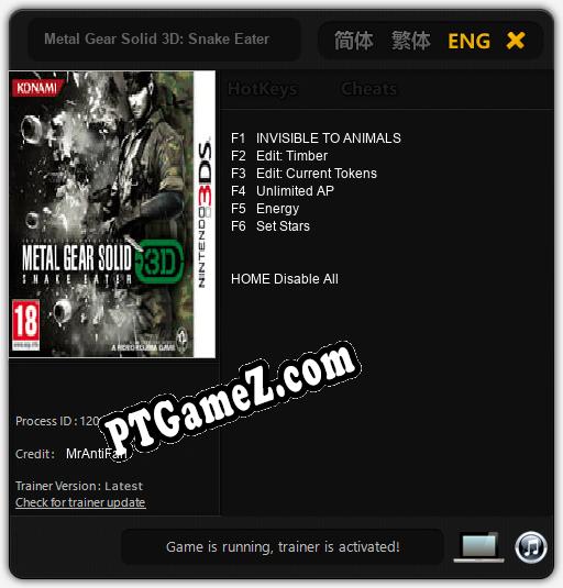 Metal Gear Solid 3D: Snake Eater: Cheats, Trainer +6 [MrAntiFan] » PTGamez.com torrent jogos