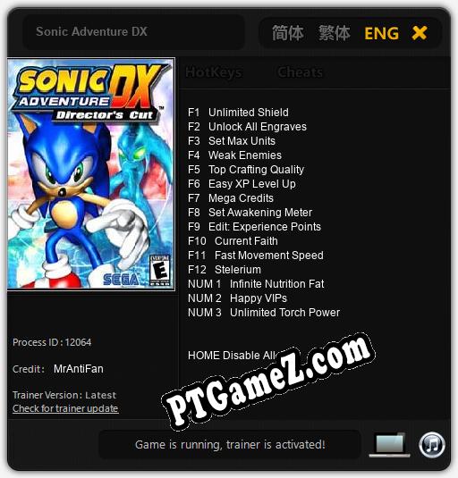 Sonic Adventure DX: Cheats, Trainer +15 [MrAntiFan] » PTGamez.com ...