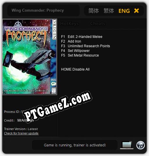 Wing Commander: Prophecy: Cheats, Trainer +5 [MrAntiFan] » PTGamez.com ...